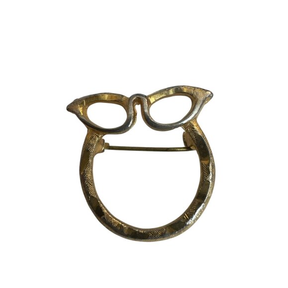 Unknown | Jewelry | Vintage Goldtone Cateye Glasses Brooch Whimsical ...